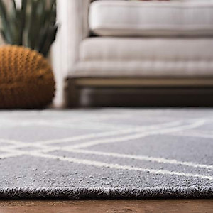 SAFAVIEH Dhurries Collection 8' x 10' Grey/Ivory DHU638B Handmade Flatweave Premium Wool Area Rug