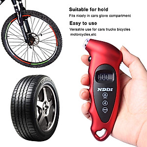 NDDI 2 Pack Digital Tire Pressure Gauge, 150 PSI 4 Settings Car Truck Bicycle Backlit LCD Non-Slip Grip, Gray and Red.