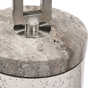 Elegant Gray Seeded Glass Decorative Jars Set 2 Cylinder Clear Marble Tall