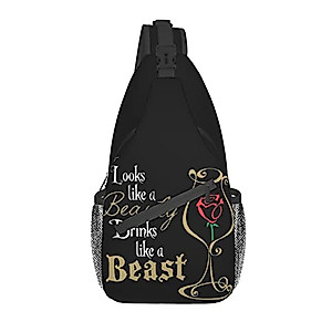 Hicyyu Looks Like A Beauty Drink Like A Beast Outdoor Crossbody Shoulder Bag For Unisex Young Adult Hiking Sling Backpack