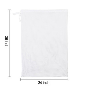 Mesh Laundry Bag With Drawstring For Delicates, Washing Machine,Traveling,College,Dirty Clothes/Net Big Size Heavy Duty Reusable Door Foldable/Garment White 2 Pack