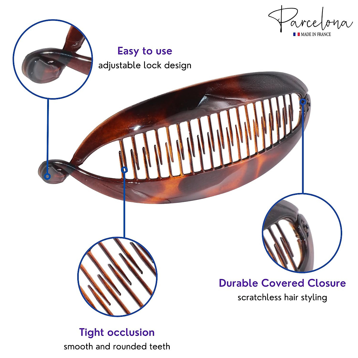 Parcelona French Effortless Mini Small Pair of Brown Tortoise Shell N Black Banana Hair Clip for Fine Hair