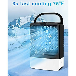 Portable Air Conditioners, Cooling Air Conditioners Fan, Personal Evaporative - Air Cooler Rechargable Mini Fans with 7-Color LED Light