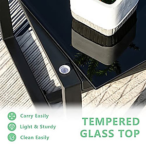 Flamaker 4 Piece Patio Furniture Outdoor Rattan Conversation Bistro Set with Cushion Porch Furniture Metal Patio Table and Chairs for Poolside, Backyard, Balcony (Black)