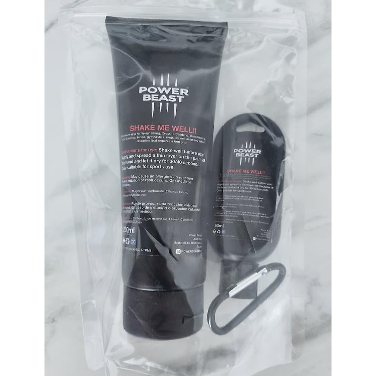 POWER BEAST Liquid Chalk, 2 Bottles Combo of 200 + 50 ML, Liquid Sports Chalk, Free Professional Hand Grip for Gym, Weightlifting, Rock Climbing, Gymnastics, Crossfit, Powerlifting, Pole Dance.