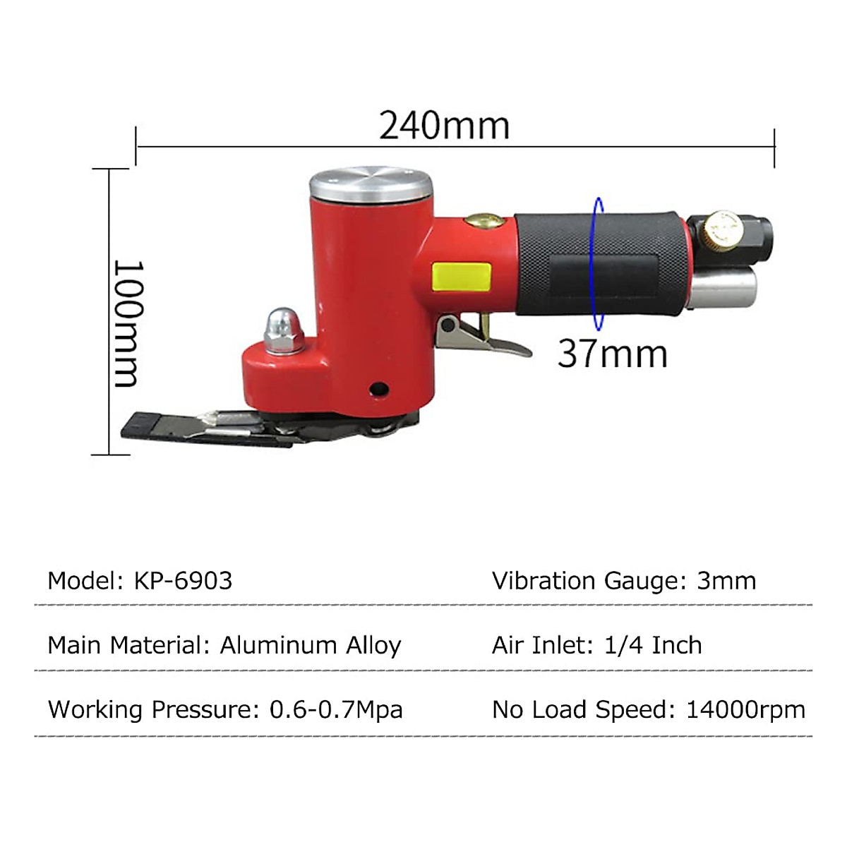 Orbital Sander, High Speed Air Powered Polisher Mini Sander Pneumatic Sander 1/4 Inch Suitable for Polishing and Waxing, Metal surfaces, Wood, Furniture (KP-6903)