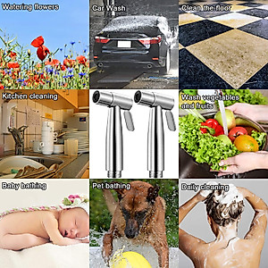 2 Pieces Bidet Toilet Sprayer Head Stainless Steel Handheld Bidet Sprayer Cloth Bathroom Diaper Sprayer for Kitchen and Toilet Cleaning