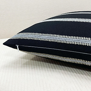 Slow Cow Decorative Stripe Throw Pillow Cover Modern Country Design Cushion Cover Pillow Cover 18 x18 Inches Black Mixed Off White