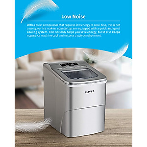 KUPPET Ice Maker Machine for Countertop, Portable Automatic Ice Maker with LCD Display, 9 Ice Cubes Ready in 6min, 26 lbs/Day - for Parties/Home/Office/Bar, Ice Scoop and Basket (Silver)