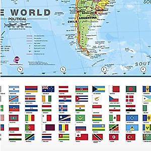Maps International - Large World Map – Wall Map Poster With Flags – Laminated - 23 x 33