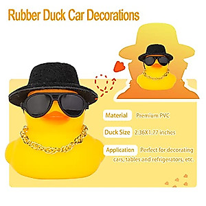 MuMyer Rubber Duck Car Ornaments Duck Car Dashboard Decorations for Car Dashboard Decoration Accessories with Mini Hat Swim Ring Necklace and Sunglasses