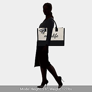 TOPDesign Personalized Canvas Mom Tote, Baby Shower Present for New Mom, Mom to Be, First Time Mom, Mama Bag for Hospital Beach Travel, Mother's Day Birthday Gifts for Women