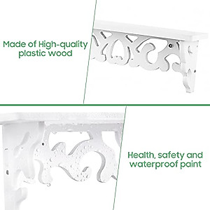 AYNEFY Floating Wall Shelves, Wall-Mounted Pierced Carved Display Holder 13inch Storage Shelves for Home Office Living Room Bedroom Bathroom White