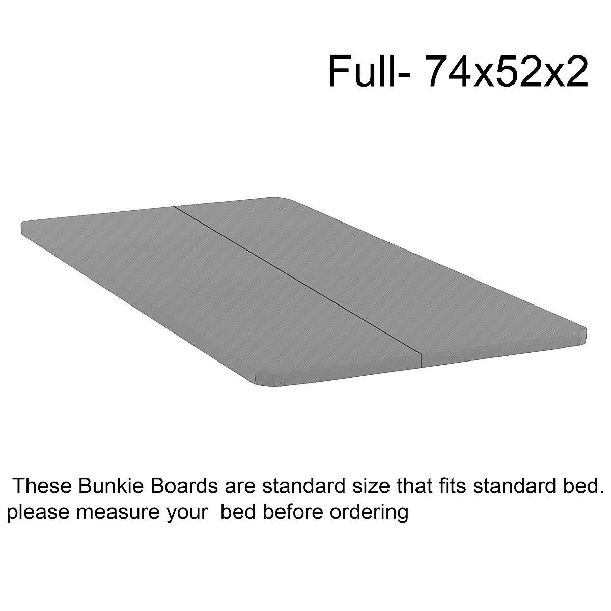 Continental Sleep, 1.5-Inch Split Bunkie Board for Mattress/Bed, Fully Assembled, Improved Comfort and Support, Full, Grey