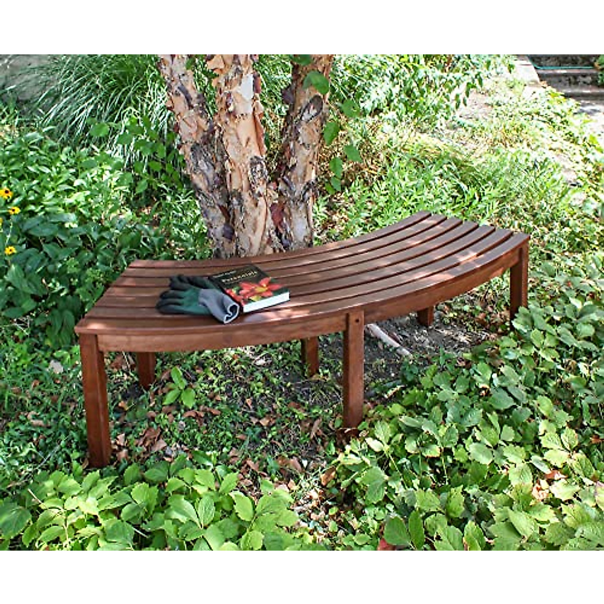 Achla Designs 125-0011 Curved Backless, Natural Bench, Oiled Finish