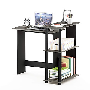 Furinno Abbott Corner Computer Desk with Bookshelf, French Oak Grey/Black