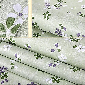 HOYOYO 17.8 x 78 Inches Self-Adhesive Shelf Liner, Self Adhesive Dresser Drawer Paper Wall Sticker Home Decoration, Green Flowers