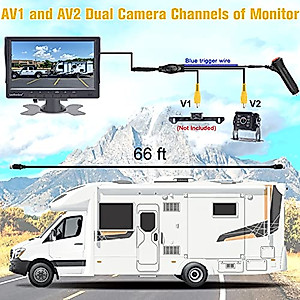 LeeKooLuu RV Backup Camera HD 7 Inch LCD Monitor Wired Hitch Rear View System Adapter for Furrion Pre-Wired RV Trailer Camper Truck Waterproof Reverse Cam Infrared Night Vision G2