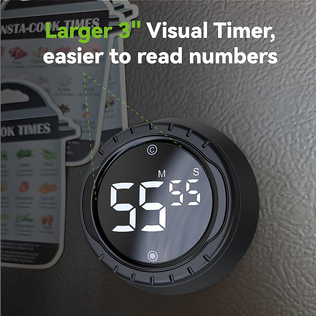 BALDR Timer, Digital Countdown Timer with Large LED Display. Magnetic Kitchen Timer, Great for The Classroom, Toothbrush, Exercise, Bathroom, Oven, Baking, Meeting.