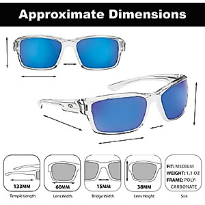 Flying Fisherman womens Cove Sunglasses, Clear Crystal Frames/Smoke-blue Mirror Lenses, Medium US