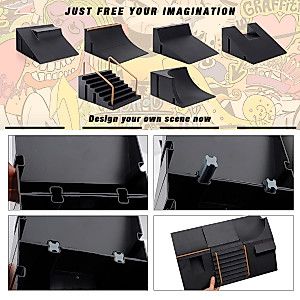 CS COSDDI Skate Park Starter Kit Finger Skateboard Ramp - Ultimate Parks Training with Stair Rail and Half Pipe(Style B)