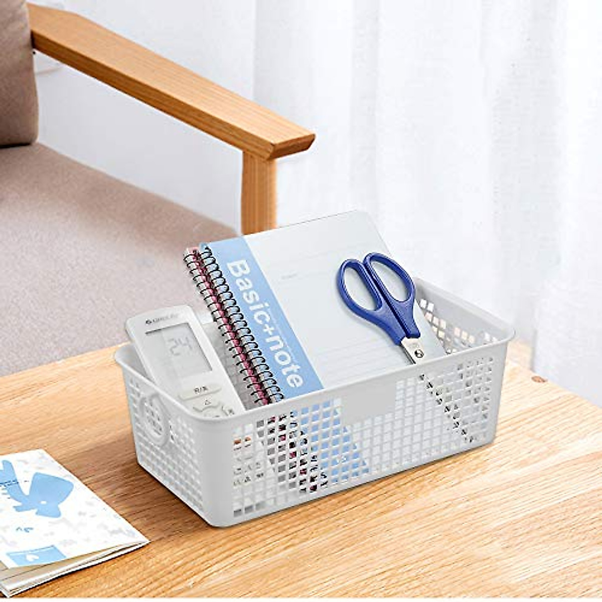 Eagrye 6-Pack Small Plastic Storage Bins, White