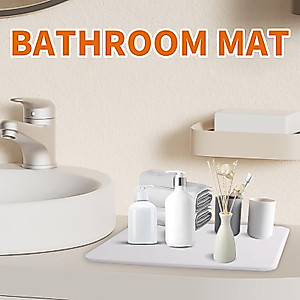 Stone Dish Drying Mat, Stone Drying Mat for Kitchen Counter, Super Absorbent Quick Drying Non-slip Heat Resistant Mat, Eco-friendly Diatomaceous Earth Mat Rack Tableware Mat (16x12”, White Marble)