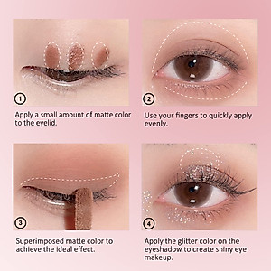 Erinde [6PCS Liquid Glitter Matte Eyeshadow, Liquid Glitter Eyeliner and Matte Cream Eyeshadow 2 in 1, Quick Drying, Easy to Apply, Long Lasting Korean Shimmer Matte Eyeshadow Christmas Eye Makeup