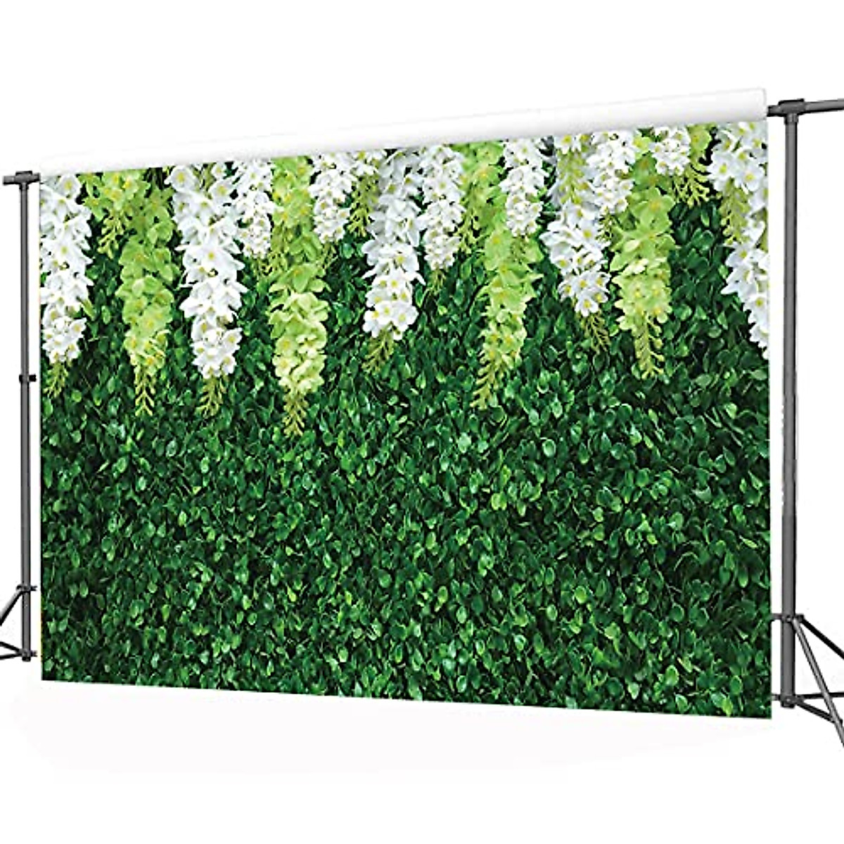 CHAIYA 10x8ft Greenery Backdrop with Flowers Green Leaf White Flower Photo Backdrops Bridal Shower Backdrop for Wedding Backdrops Reception Ceremony Birthday Party Decoration CY-027