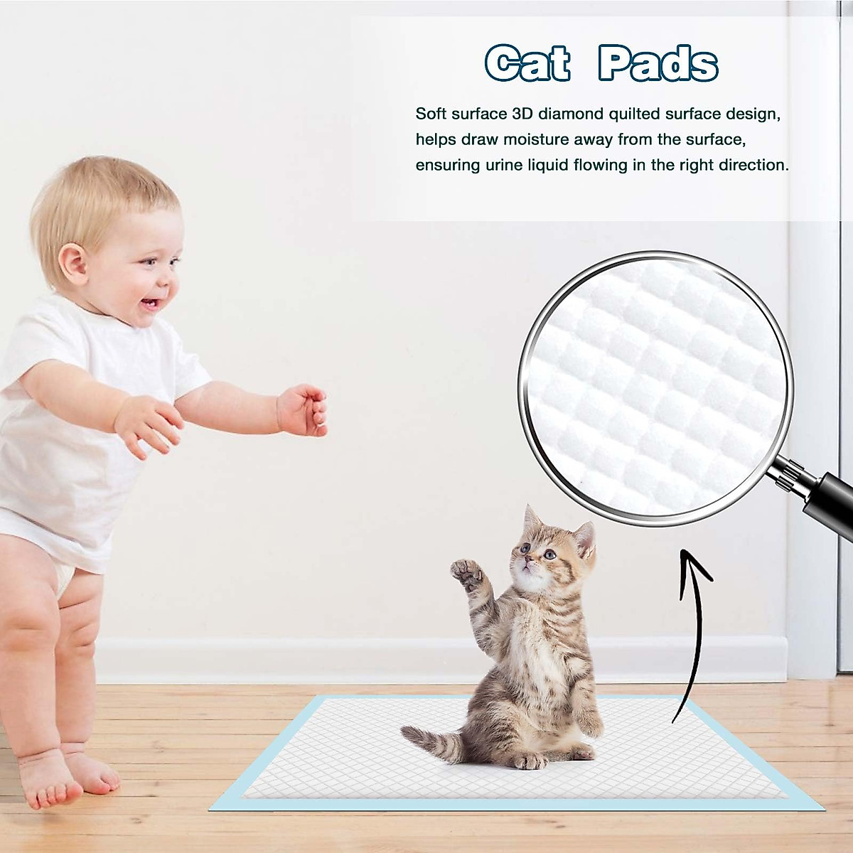 Cat Pad Refills 25 Count Super Absorbent Pee Pads for Cats Enhanced Odor Control with Light Scent 16.9" x 11.4" Compatible with Tidy Cats Breeze Litter System