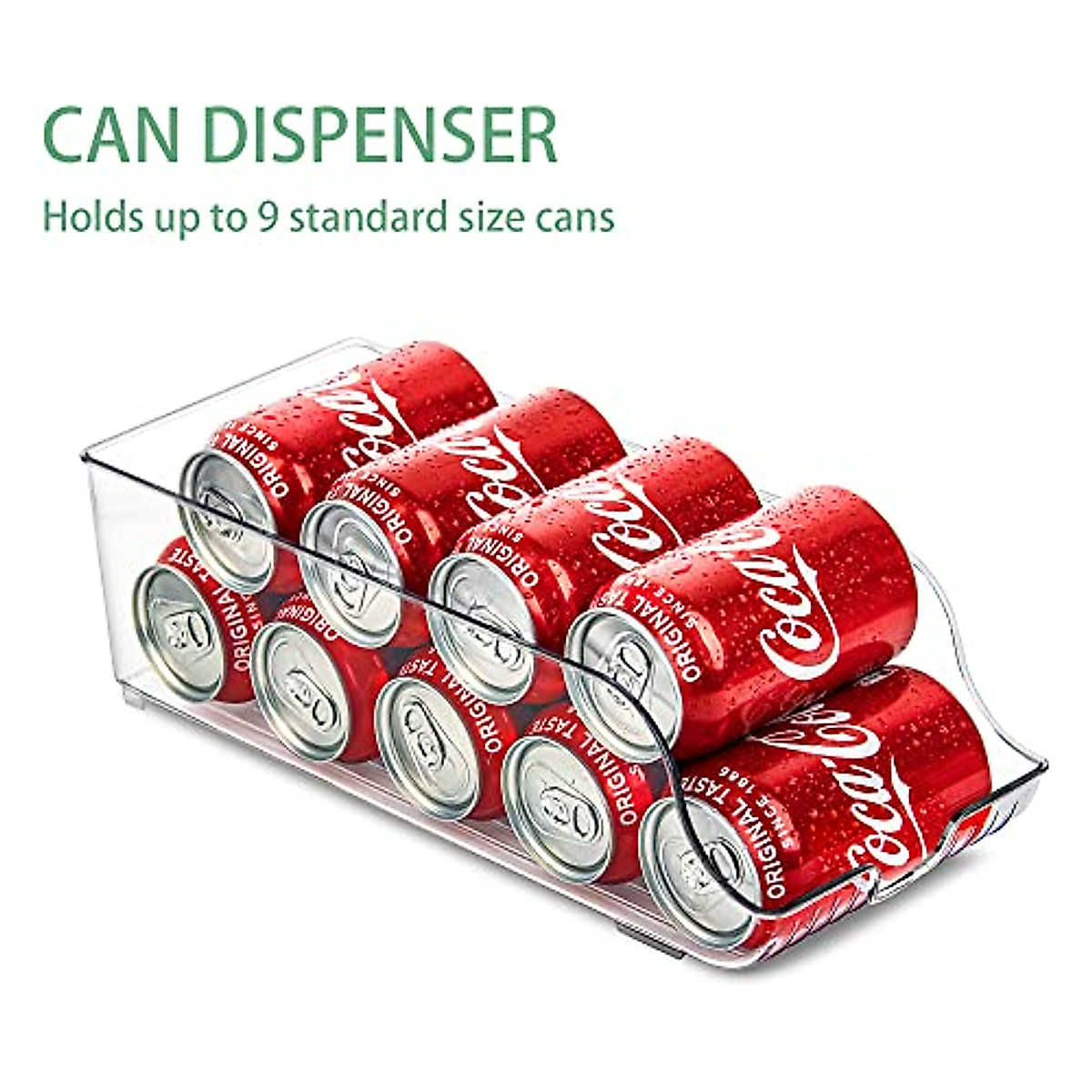2 Pack Soda Can Organizer for Refrigerator, Can Orgainzer for Pantry, Kitchen, Countertops, Cabinets, Clear Plastic Canned Food Dispenser, Beverage Holder, Can Dispenser