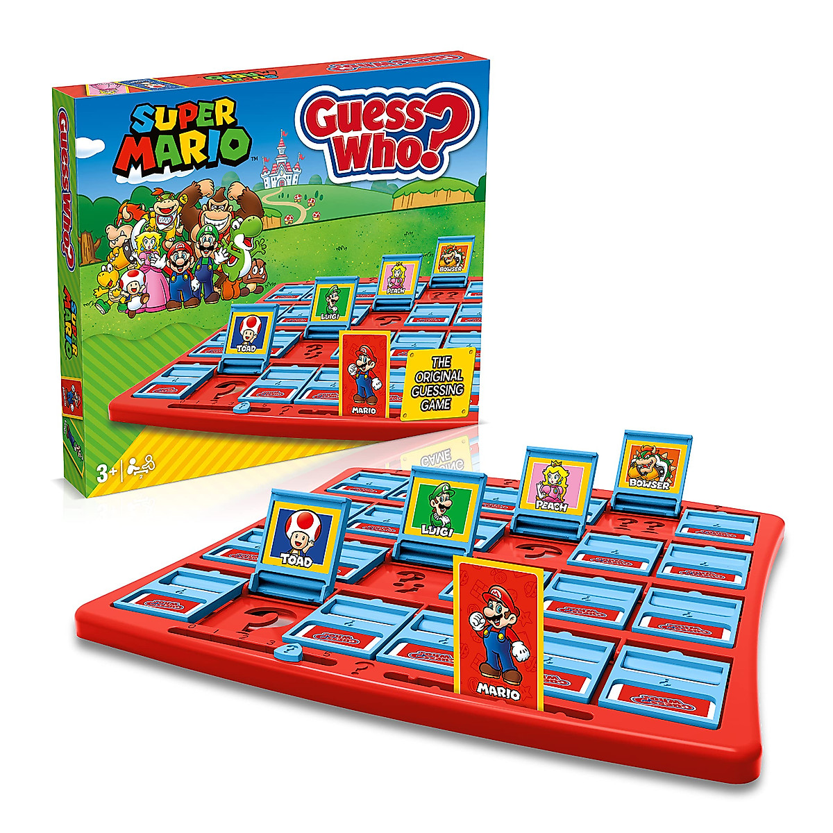Winning Moves Super Mario Guess Who? Board Game, Play with Classic Nintendo Characters Including Mario, Luigi, Peach, Bowser, and Donkey Kong, Ages 6 and up, WM03076-EN1-6,Blue,Red