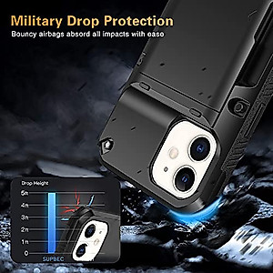 iPhone 12 Case, iPhone 12 Pro Case, SUPBEC Silicone Protective Wallet Case with Card Slot [Screen Protector x2] [Military Grade Protection] [Anti-Scratch], iPhone 12 Case with Card Holder, 6.1", Black