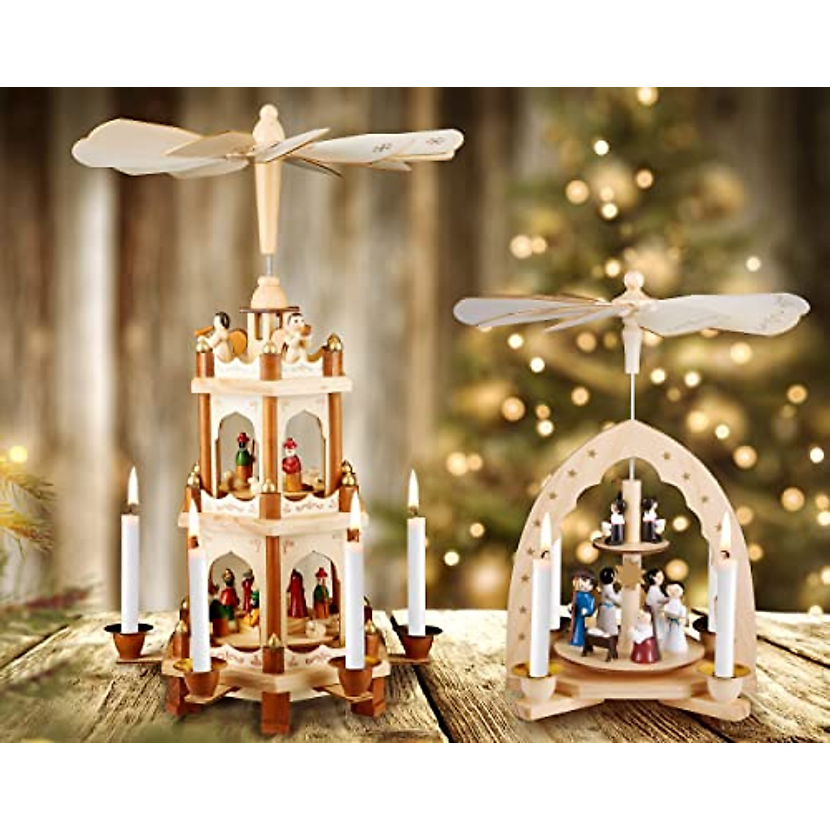 Eika Premium Christmas Tree Candles - Set of 20 Traditional Christmas Wax Candles for Pyramids, Carousels & Chimes - Made in Europe - Solid Colored - White