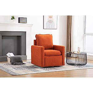 Wycian Sofa Desk Chair, Swivel Chair Base Velvet Orange with Removable Cushion Degree Seat Height 18.1" for Living Room Bedroom Dining Rooms Garden 1PC