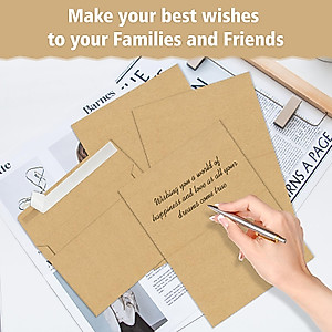 Blank Cards and Envelopes 5x7, 25 Pack Brown Invitation Cardstock with 25 Pack Envelopes, Self-Seal Thank you Blank Greeting Cards and Envelopes, Print custom, for All Occasions DIY