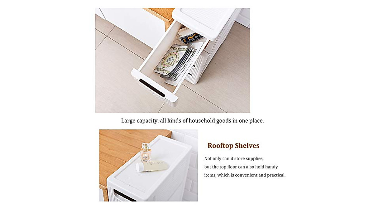 Narrow 3-Drawer Rolling Storage Cart for Home & Office