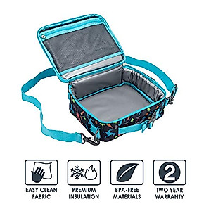 Bentgo Prints Insulated Lunch Bag Set With Kids Bento-Style Lunch Box and 4 Reusable Ice Packs (Dinosaur)