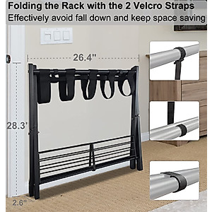 Fandature Folding Luggage Rack for Guest Room, Metal Foldable Suitcase Stand Holder with Metal Shelf for Bedroom, Black, 1 pack