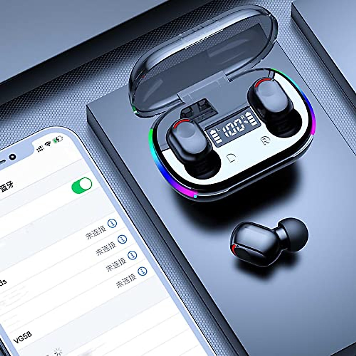 YUUAND Wireless Earphones Stereo Earbuds LED Digital Display in Ear Noise Cancelling Bass Bluetooth 5.3 TWS for iOS Android