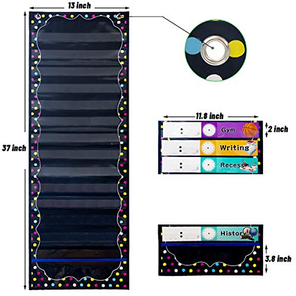 Chalkboard Brights Daily Schedule Pockets Chart for Classroom Office Home Teachers Preschool Activity Supplies 15 Pockets 14 Double-Sided Reusable Dry-Eraser Card 13 x 37 Inches