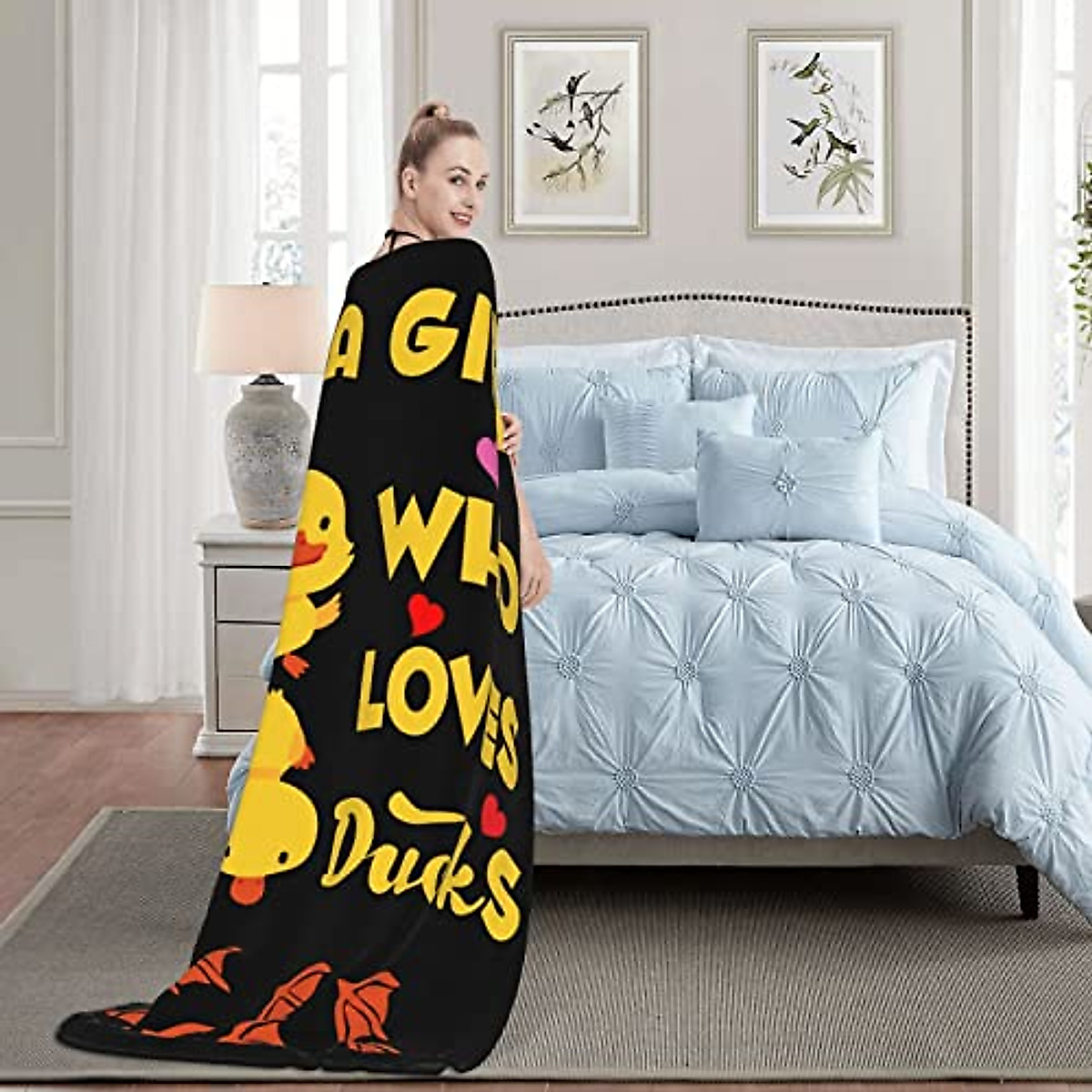 Ducks Soft Throw Blanket All Season Microplush Thick Warm Blankets Tufted Fuzzy Flannel Throws Blanket for Bed Sofa Couch 60"x50"