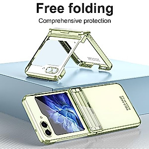 YJZSKRXFAK Case for Samsung Galaxy Z Flip5 5G 2023, Ultra Thin Plating Plastic Smooth Crystal Cover with Hinge Protection Shookproof Case for Z Flip 5 5G 2023-Mint Green