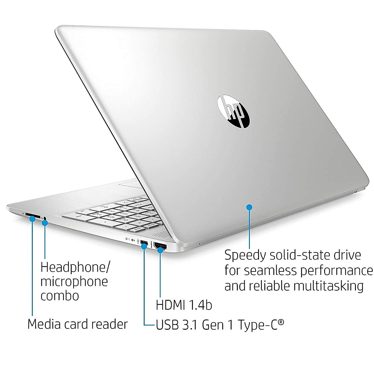 HP Laptop 15-dy1079ms (Core i7-1065G7) 15.6 Full HD 1920x1080 IPS touchscreen 12GB DDR4 Ram, 256GB SSD, Webcam, HDMI, Silver, Windows 10 Home