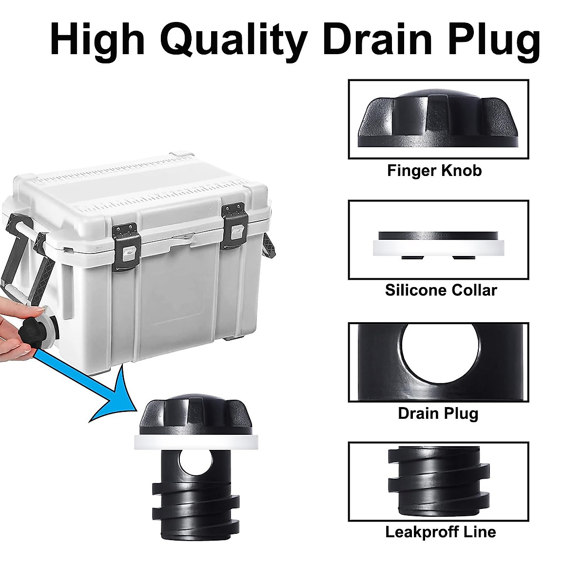 Cooler Plug for YETI Cooler, Drain Plug Cooler Plug Compatible with Yeti and RTIC Coolers Leak-Proof Replacement for YETI Tundra Roadie Tank Coolers and RTIC Coolers 2pcs