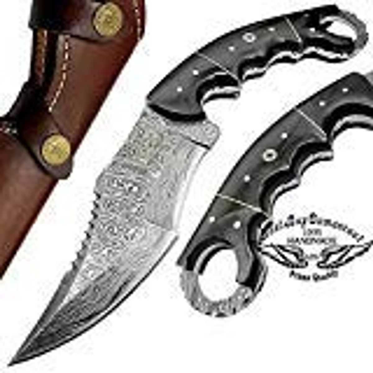 Buffalo Horn 9.5'' Fixed Blade Custom Handmade Knife Damascus Steel Hunting Knife karambit Hunting Damascus Steel Knives Prime Quality Fixed Blade Hunting Knife