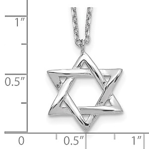 IceCarats 925 Sterling Silver Star of David Jewish Magen Necklace 16.5 inch Chain