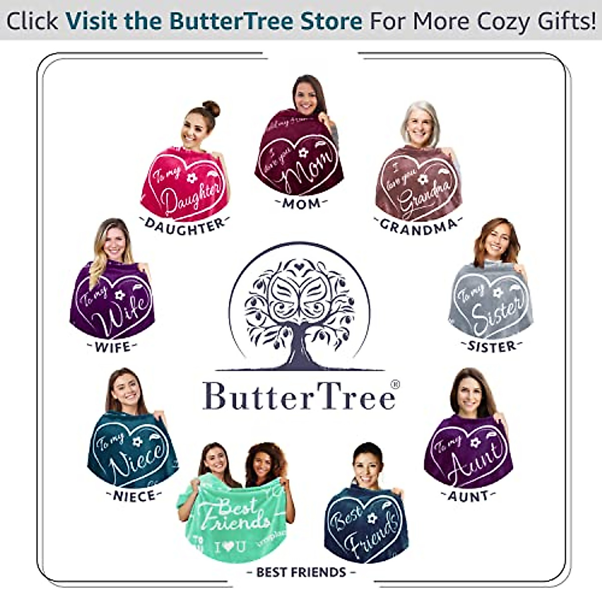 ButterTree Mom and Daughter Blankets, Throw Blankets 65" x 50" (2-Pack, Purple)