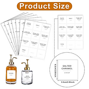 84 Pieces Pantry Labels,Coffee Syrup Labels,Waterproof Labels White Minimalist Labels Preprinted Self-Adhesive Labels Kitchen Labels for Storage Bins Coffee Station Syrup Dispenser Labels Blank Labels