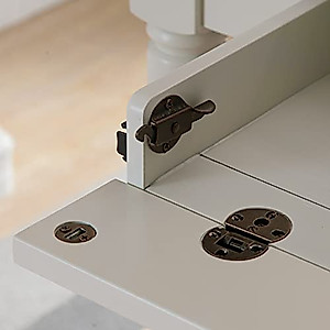 Leick Home Cottage White Turned leg Laptop Desk with Center Drawer, White